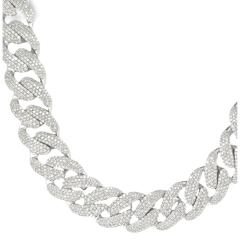22mm white gold cuban necklace
